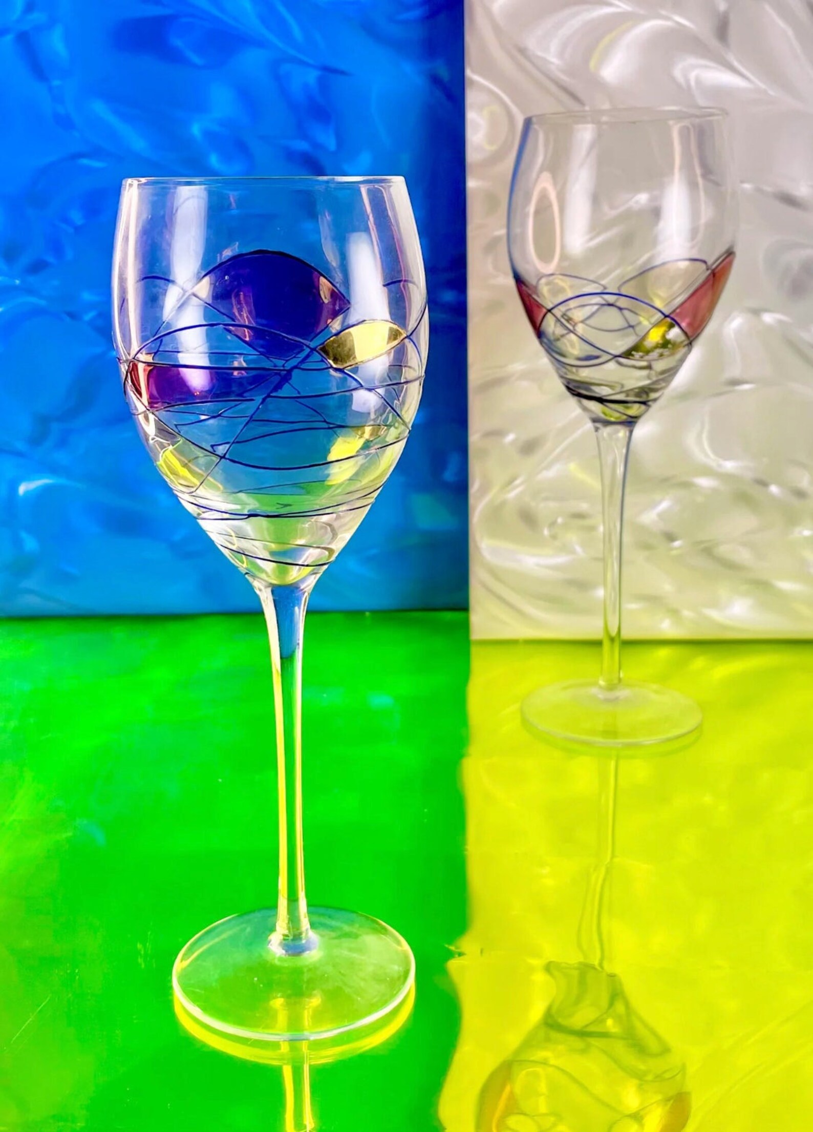 Abstract Stained Glass Wine Glasses - Etsy