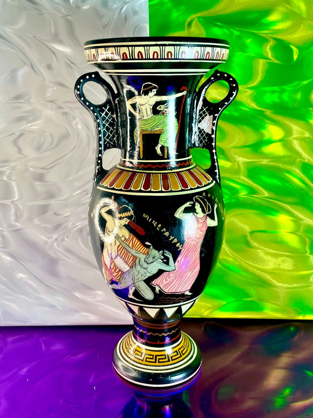 Hand-painted Greek Minotaur Amphora Vase - Etsy