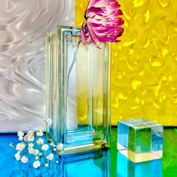 Glass Block Vase - Etsy