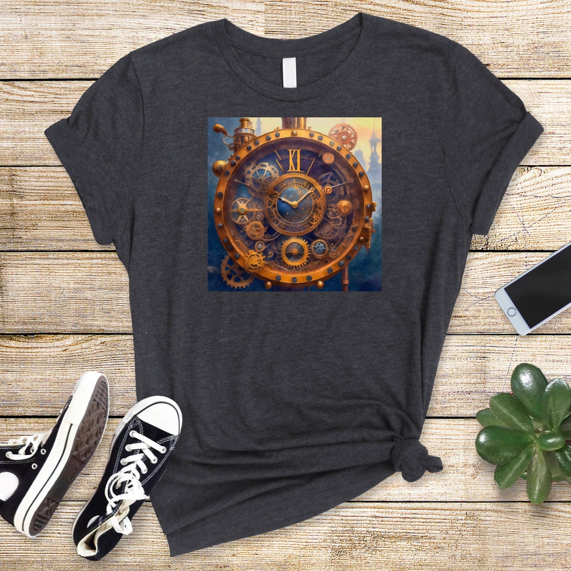 Steampunk Clock Digital Art Print Printable Fantasy Wall Art Poster ...