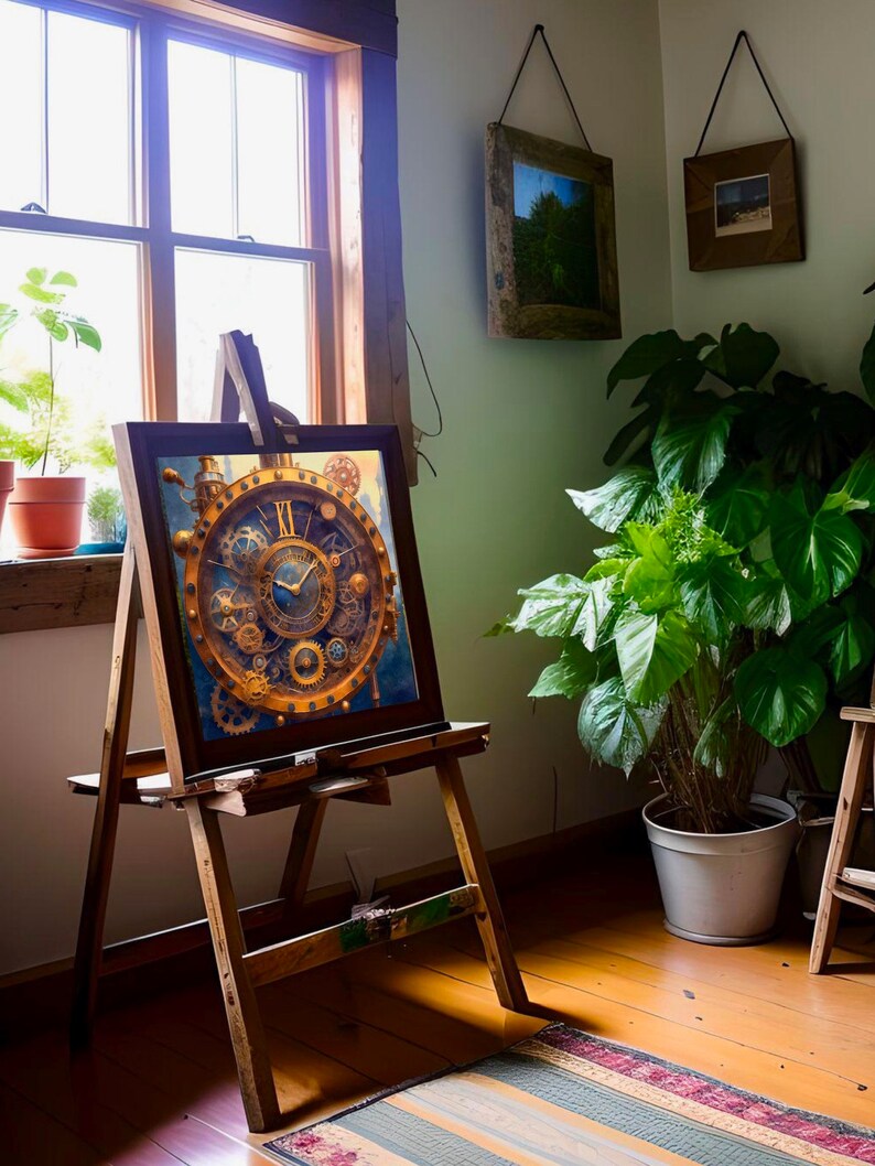 Steampunk Clock Digital Art Print Printable Fantasy Wall Art Poster ...