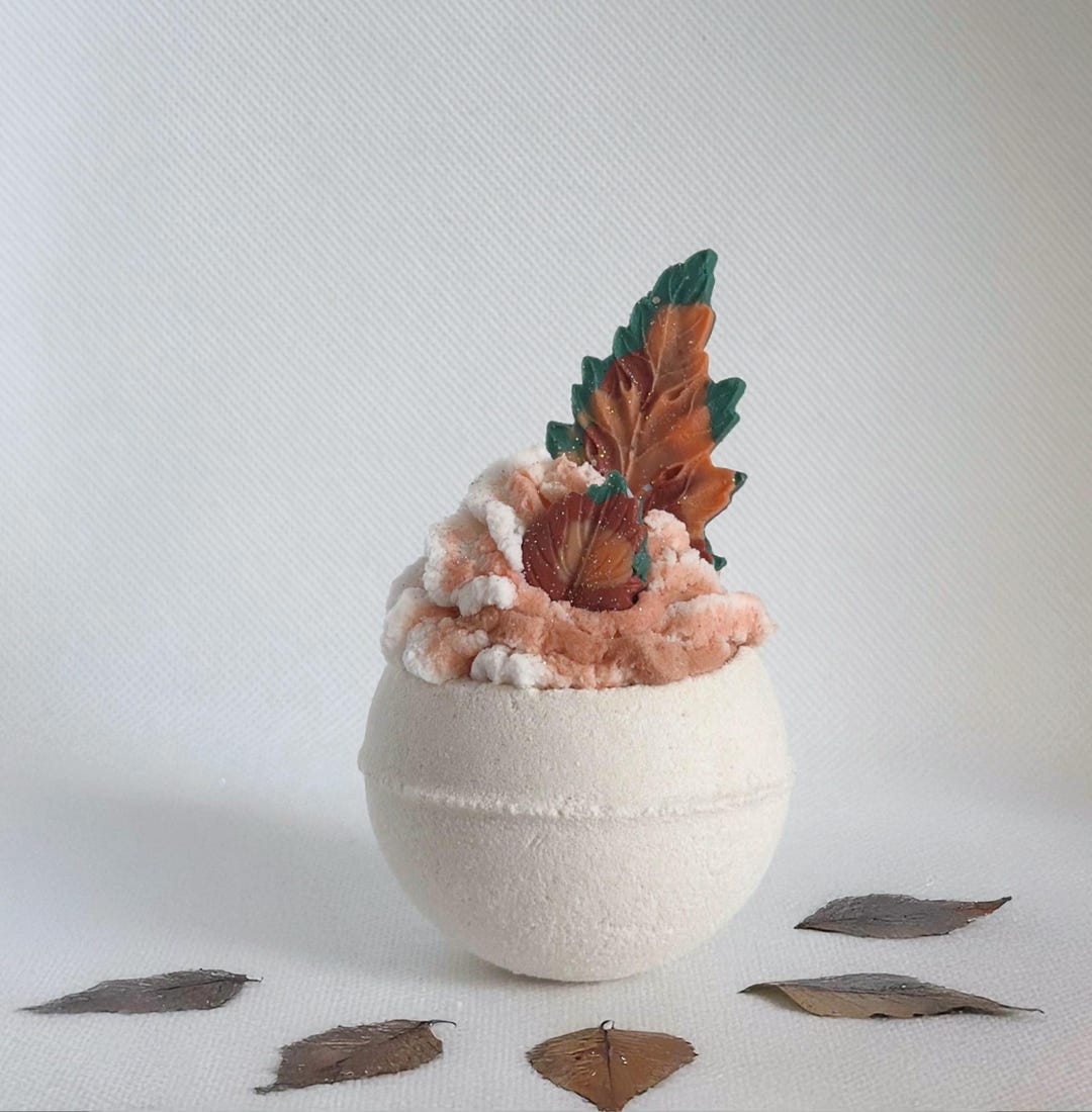 Pumpkin Spice Fall Bath Bomb With Bubble Frosting & Soap Leaf - Etsy
