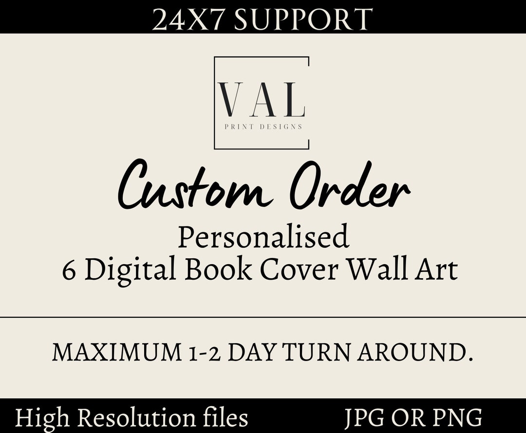 Custom Book Cover Art Print Set: Personalized Wall Decor (digital ...