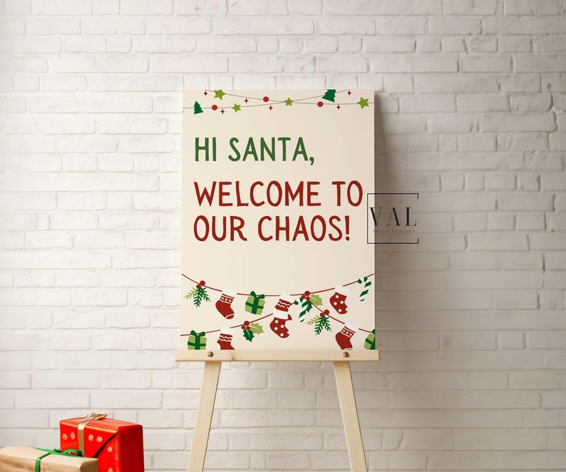 Funny Christmas Digital Poster Set | Santa & Reindeer Printable Wall ...
