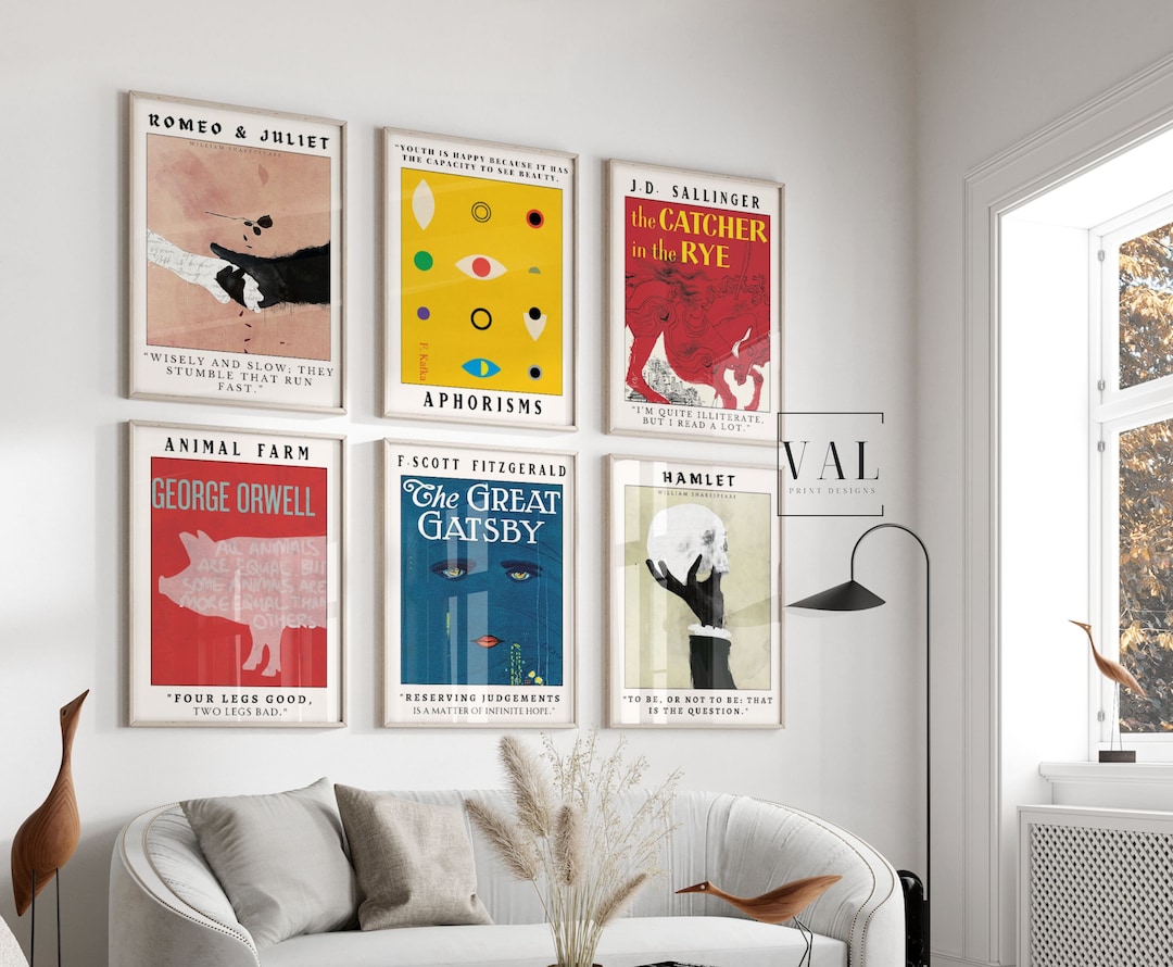 Book Cover Wall Art Set 6 Prints | Home Decor Ideas | Printable Poster ...
