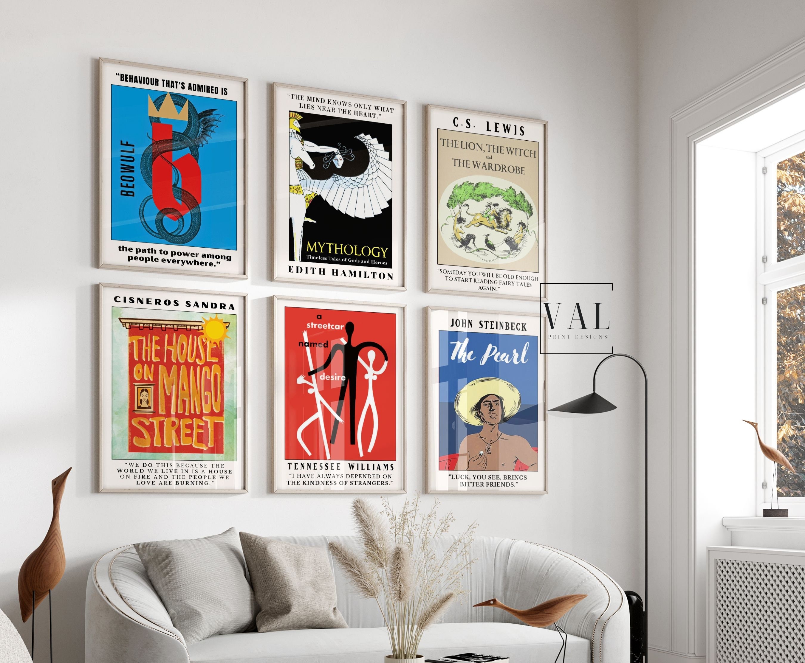Set of 6 Classic Novels Dark Academia Book Poster – Literary Wall Art ...