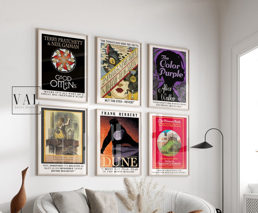 Book Cover Wall Art Set 6 Prints | Home Decor Ideas | Library Decor ...