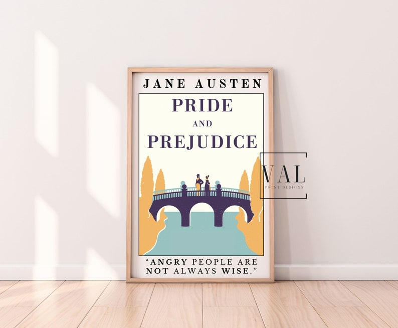 Pride and Prejudice Book Cover Wall Art Library Decor Poster Book Lover ...