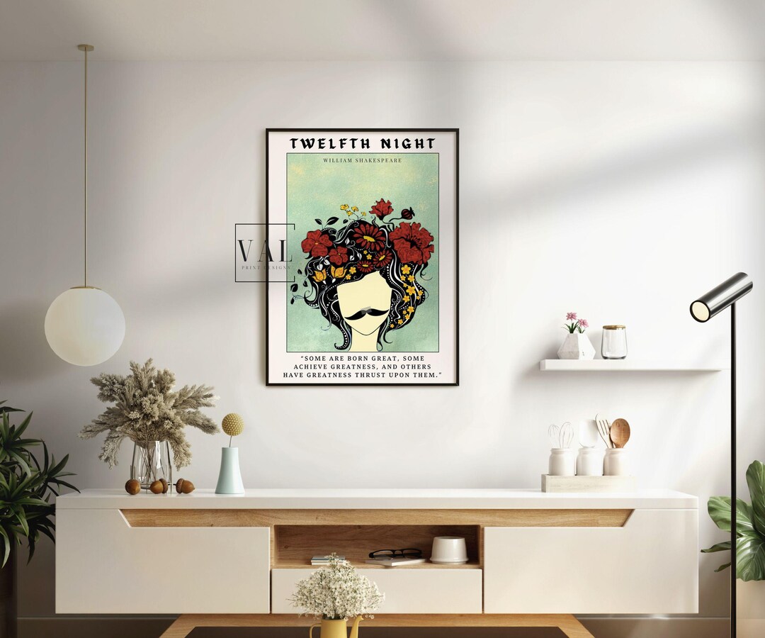 Twelfth Night Book Poster Wall Art , William Shakespeare Book Lover ...