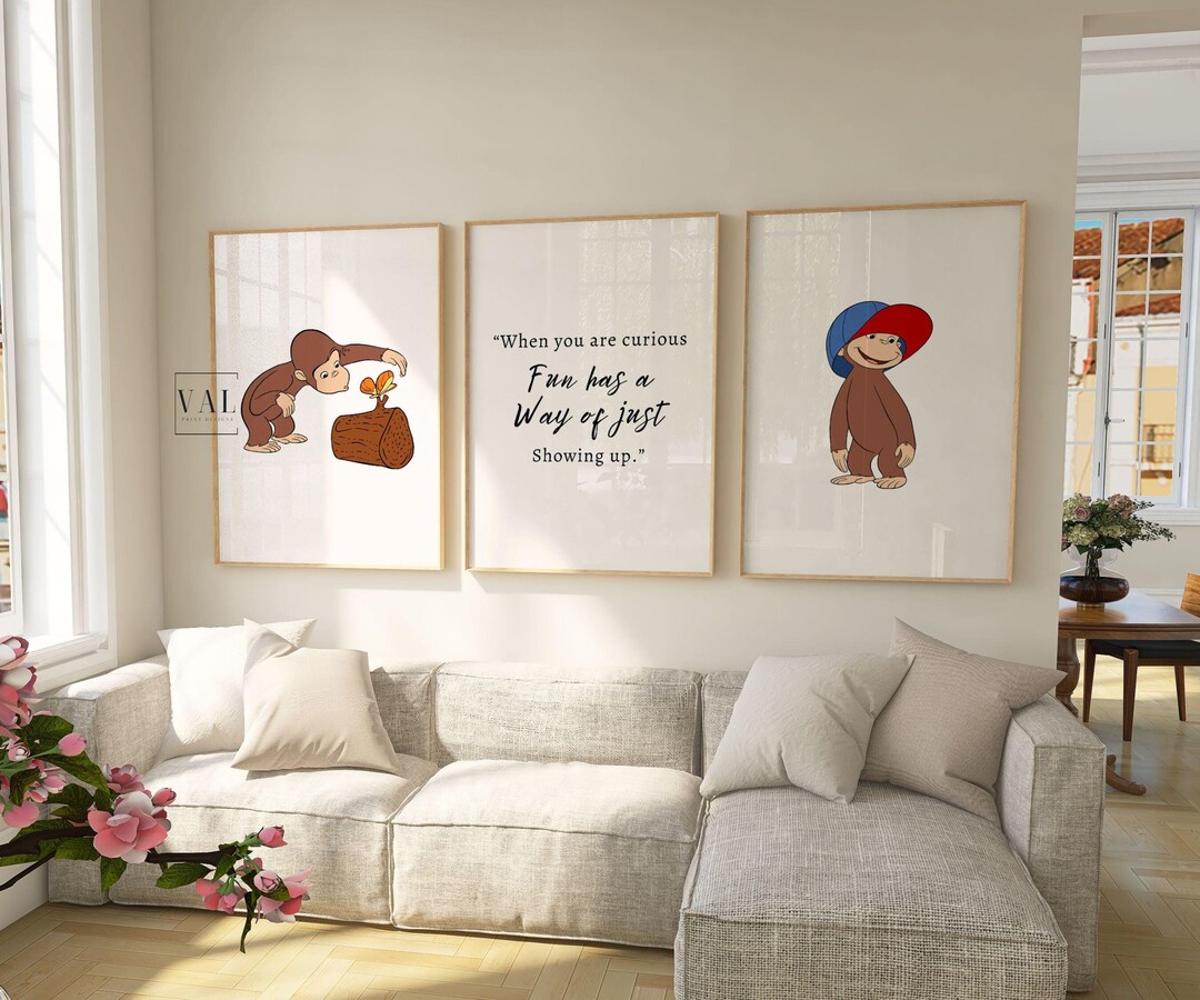 Set of 3 Curious George Book Poster Prints , Storybook Wall Decor ...