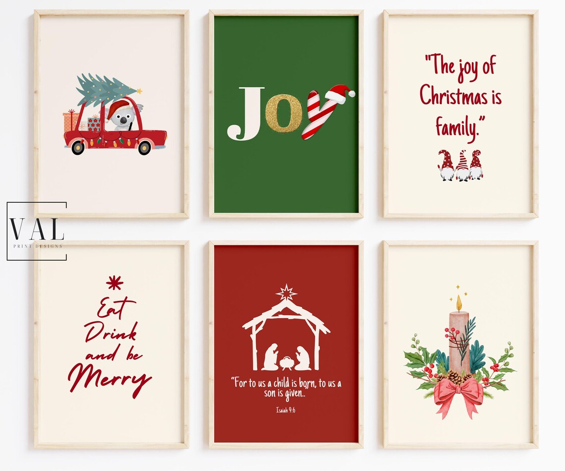 Funny Christmas Digital Poster Set | Santa & Reindeer Printable Wall ...