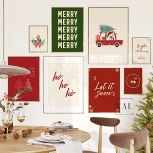 Funny Christmas Digital Poster Set | Santa & Reindeer Printable Wall ...