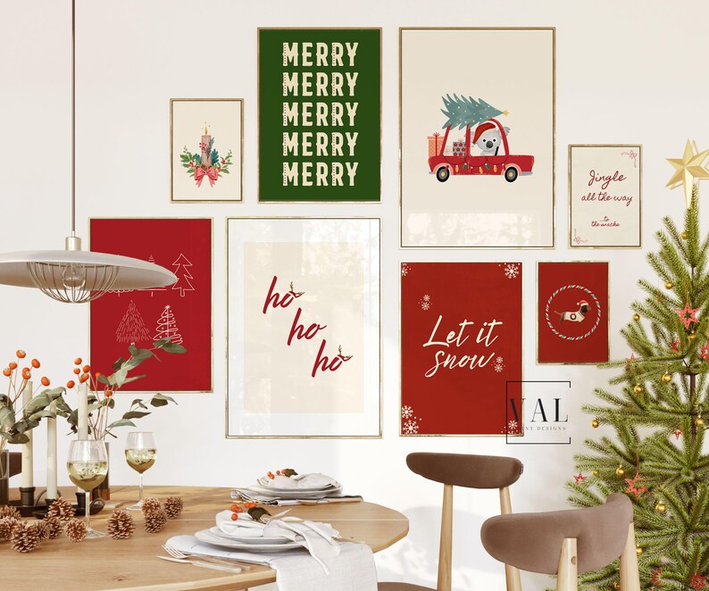 Funny Christmas Digital Poster Set | Santa & Reindeer Printable Wall ...