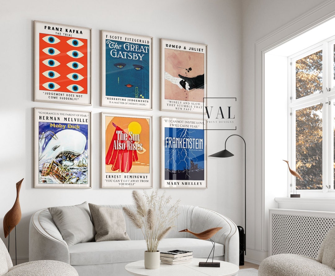 Famous Book Cover Wall Art Set 6 Prints | Home Decor Ideas | Printable ...