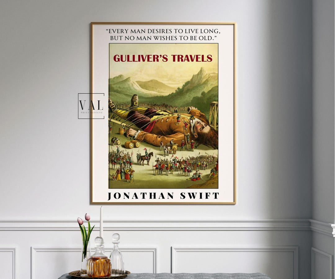Gulliver's Travels Book Poster, Living Room Wall Art Bookish Art for ...