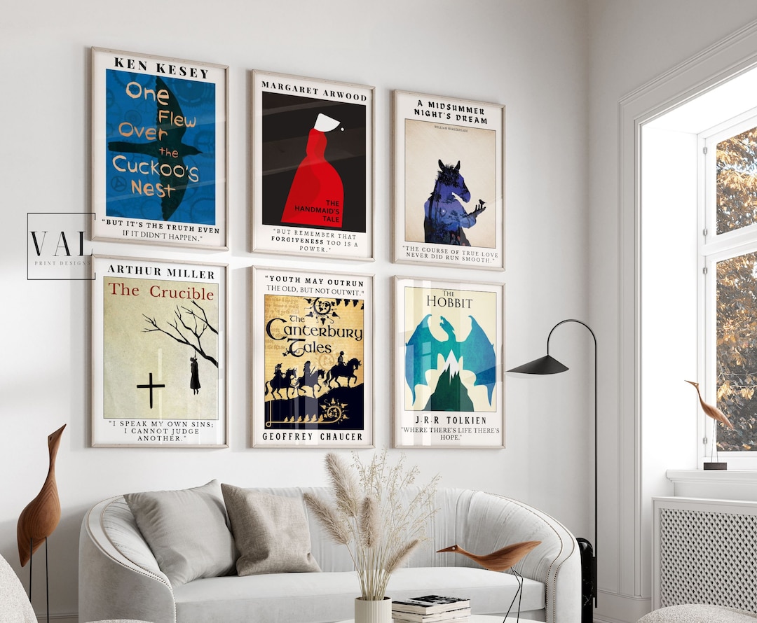 Book Cover Wall Art Set 6 Prints | Classroom Book Poster | Printable ...