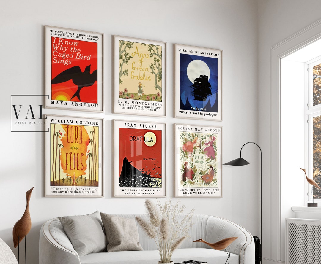 Book Cover Poster Set 6 Prints | Classroom Book Decor Art | Printable ...