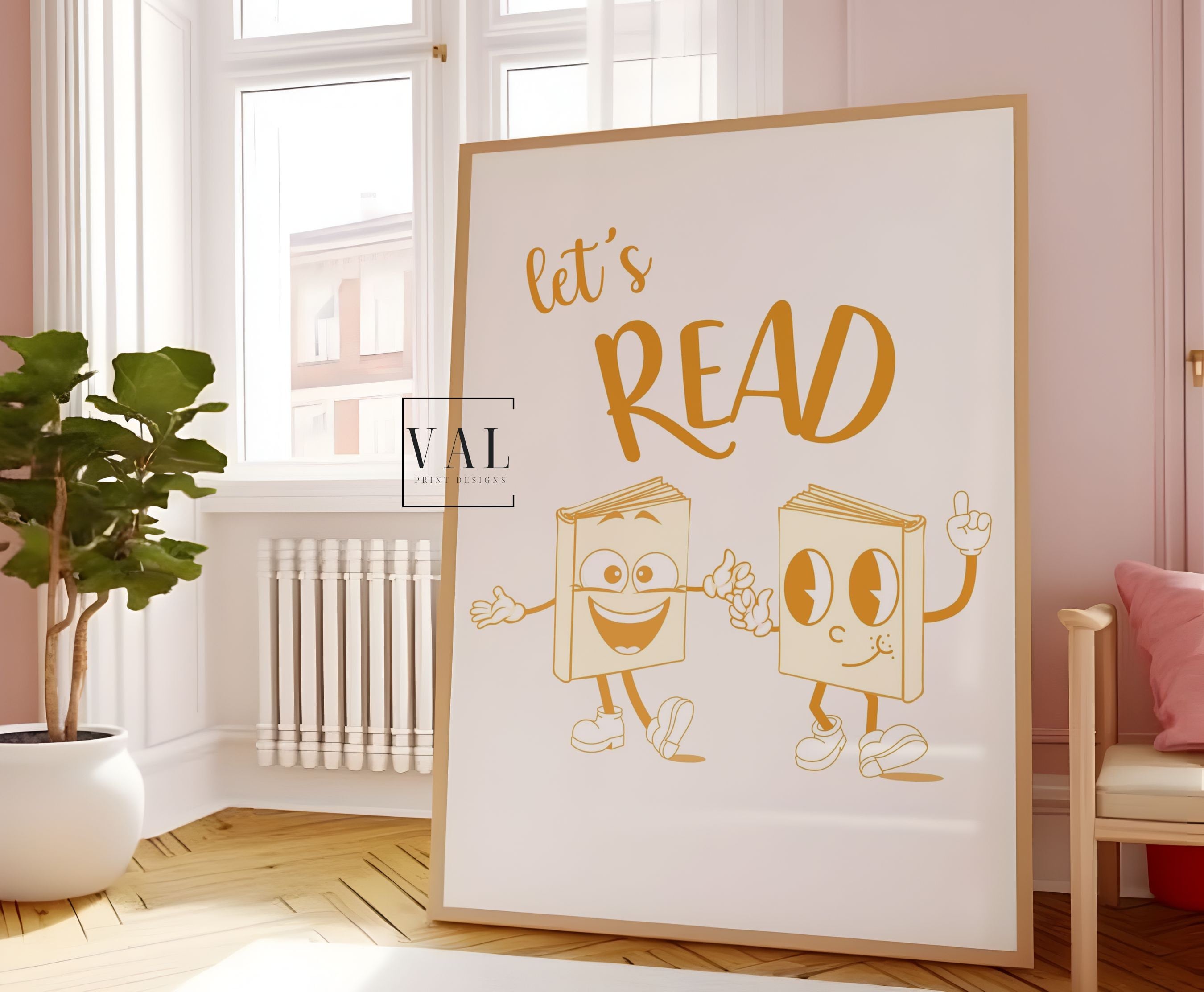 Let's Read Classroom Poster: Retro Book Decor (digital Download) - Etsy
