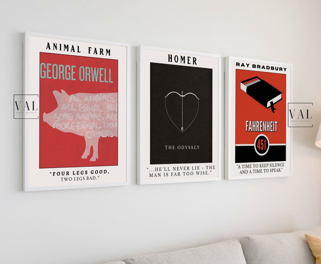 Classic Book Cover Art Prints: Fahrenheit 451, Animal Farm, Homer ...