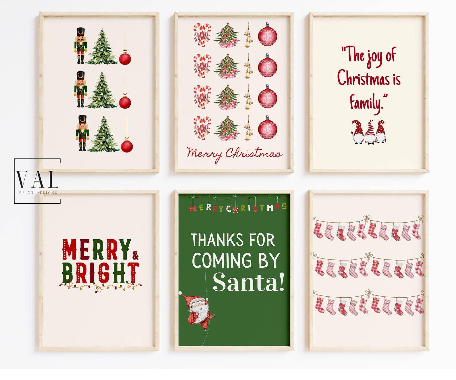 Funny Christmas Digital Poster Set | Santa & Reindeer Printable Wall ...