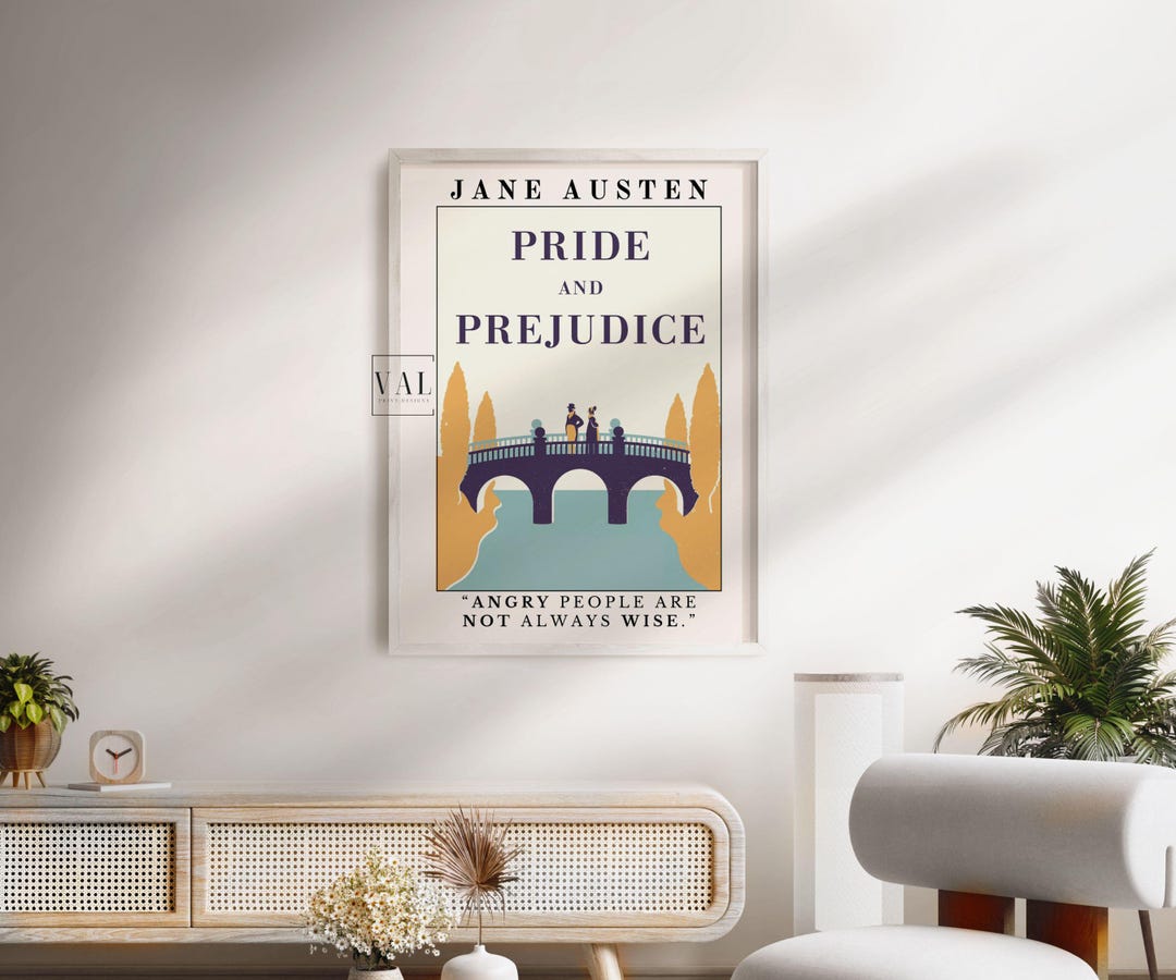 Pride and Prejudice Poster: Jane Austen Book Cover Art (digital ...