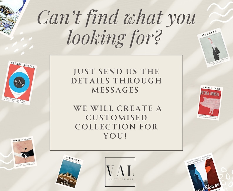 Book Poster Literature Poster Book Cover Wall Art Set 6 Prints - Etsy