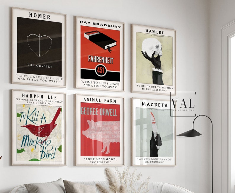 Classic Book Cover Posters Literature Wall Art for Home & Classroom ...