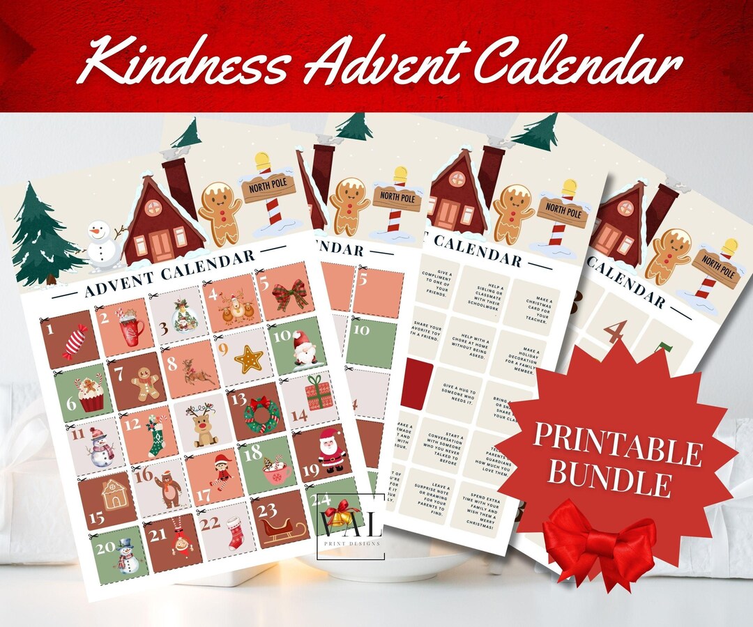 Printable Kindness Advent Calendar for Kids | Classroom Christmas Decor ...