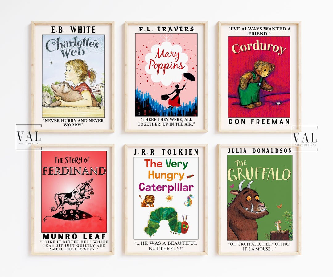 Set of 6 Homeschool Reading Posters for Kids Room Reading Nook , Book ...