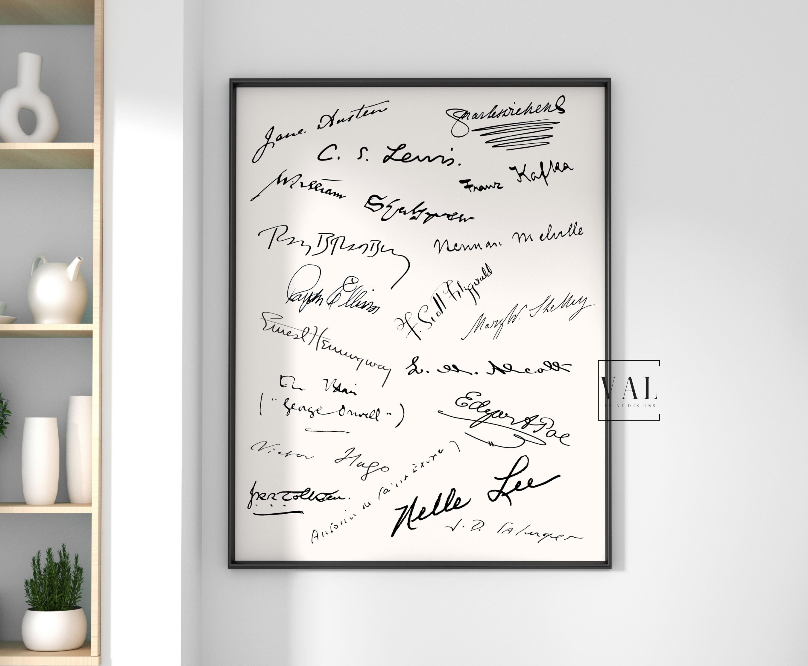 Famous Authors Autographs Classroom Wall Decor Home Decor - Etsy