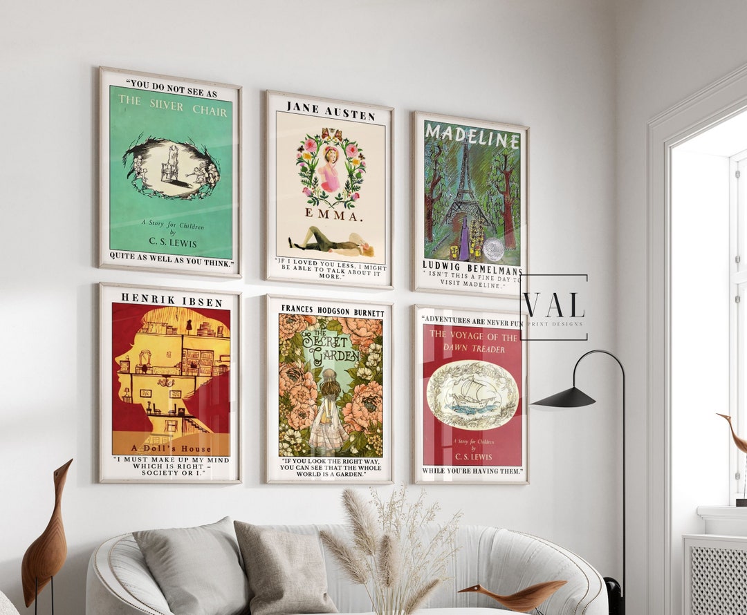 Book Poster Literature Poster Book Cover Wall Art Set 6 Prints | Home ...
