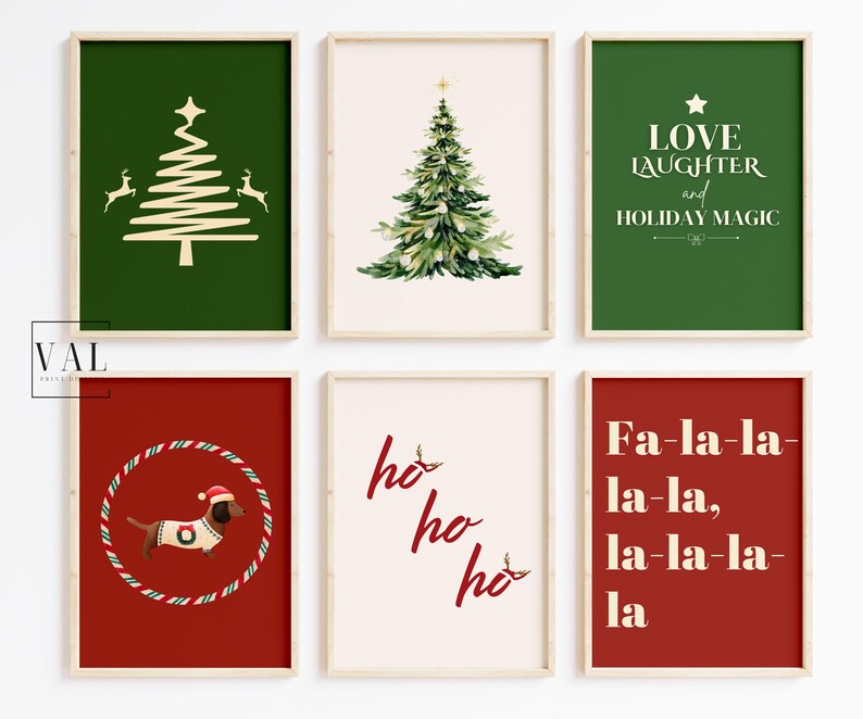 Funny Christmas Digital Poster Set | Santa & Reindeer Printable Wall ...