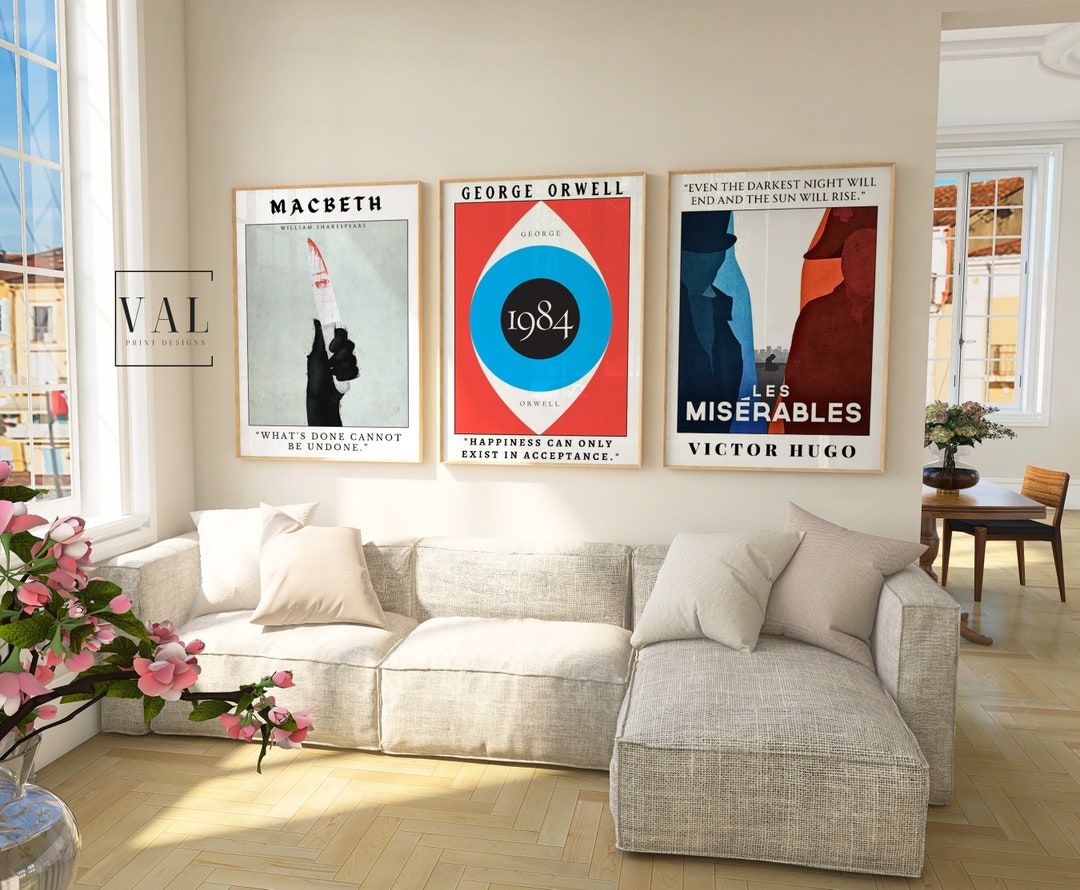 Book Cover Wall Art Set 3 Prints | Home Decor Ideas | Printable Poster ...