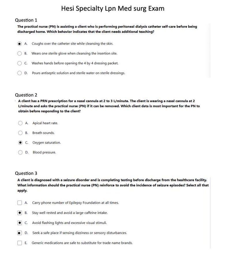Hesi Specialty Lpn Med Surg Exam 60Q and Verified Answers 2025 Update ...