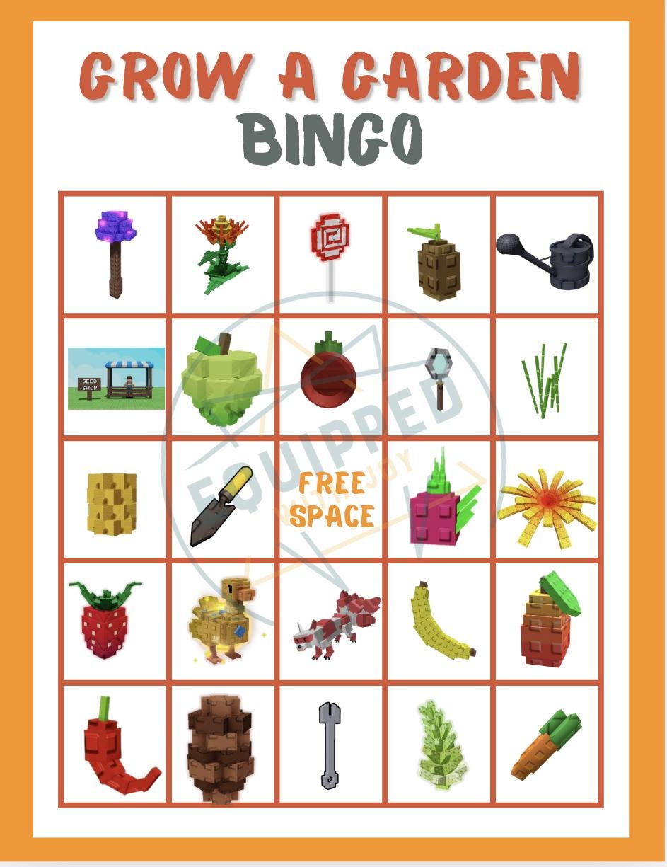 Grow a Garden Bingo Party Game for Kids - Includes 10 Playing Cards - Etsy