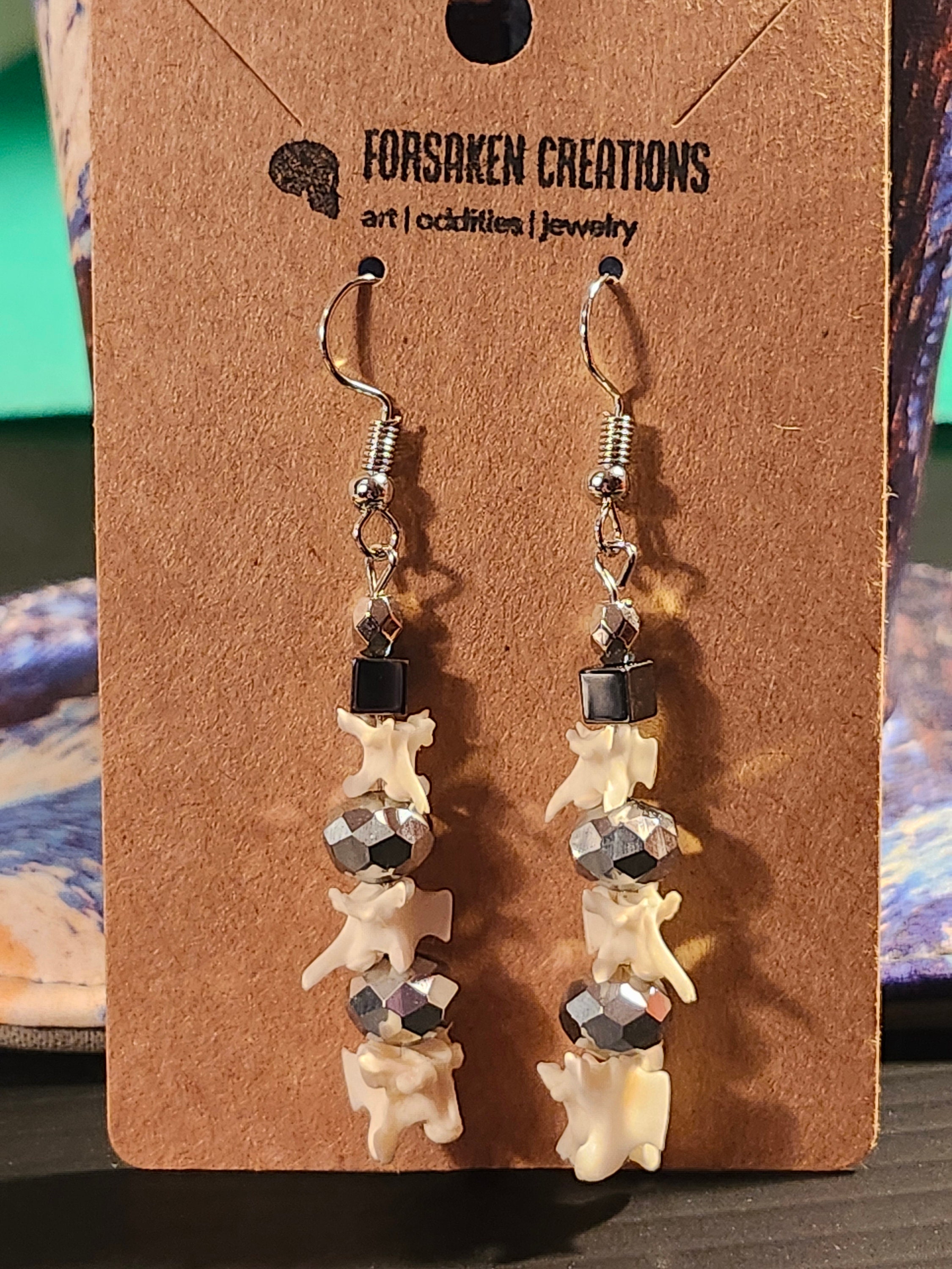 Silver Hand Beaded Snake Vertebrae Earrings - Etsy