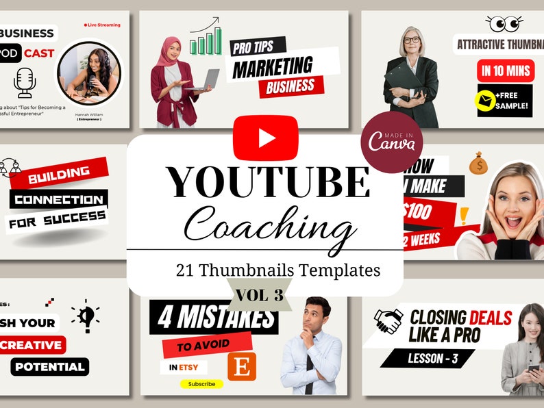 Done for You Life Coach Business Youtube Thumbnail Templates | Youtube ...