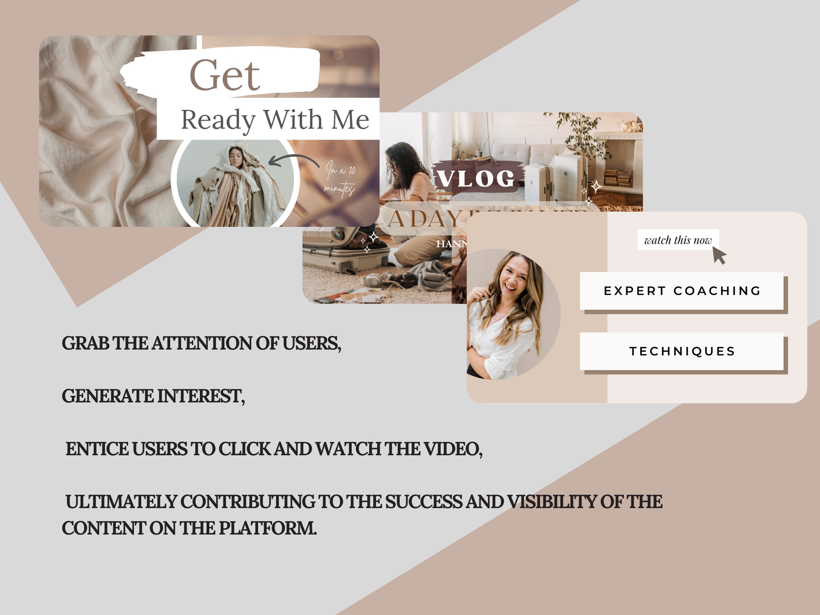 Neutral Youtube Thumbnail Templates Custom Youtube Branding Kit Youtube ...