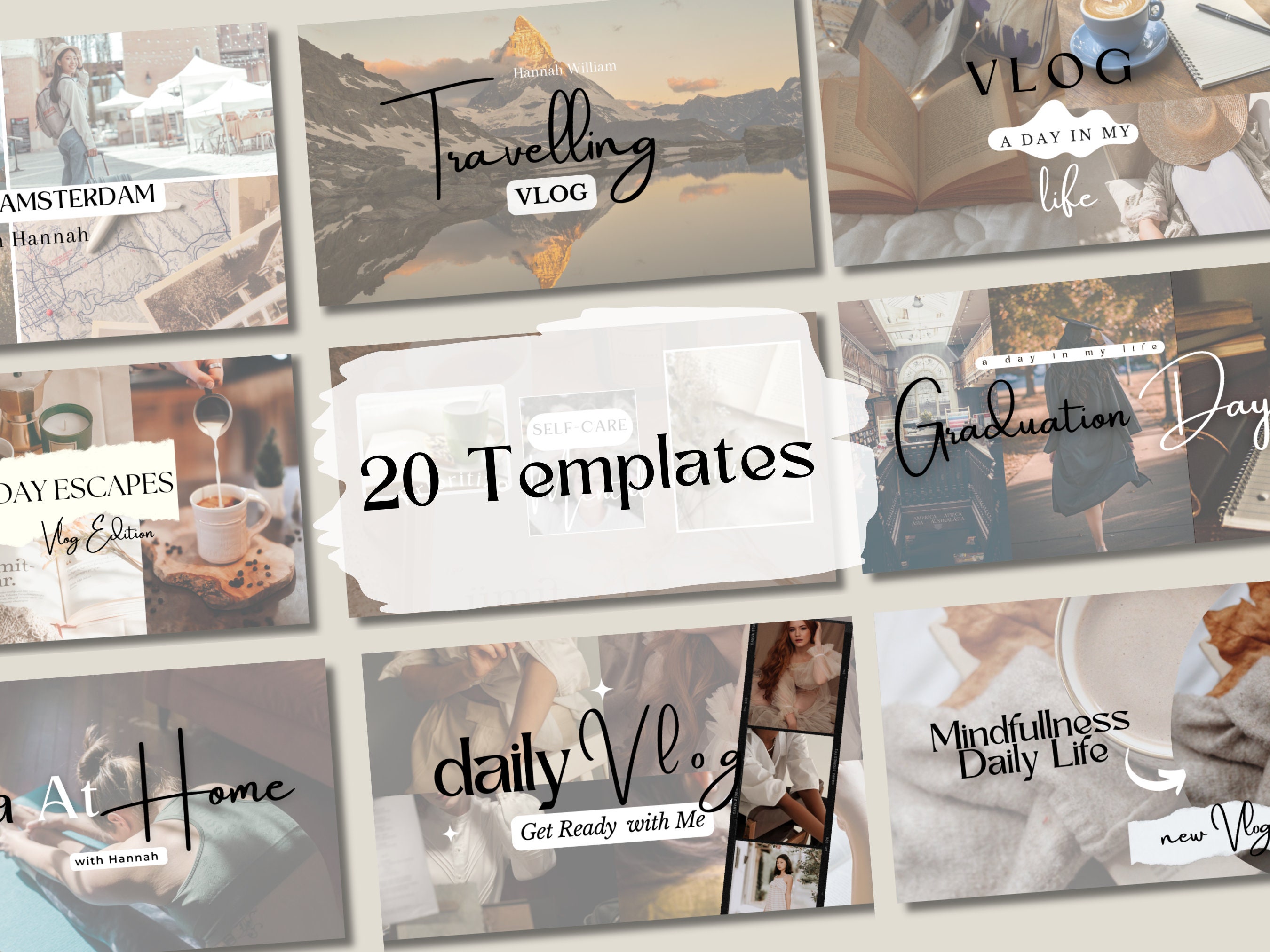 Done for You Youtube Thumbnail Vlog Templates | Custom Youtube Branding ...
