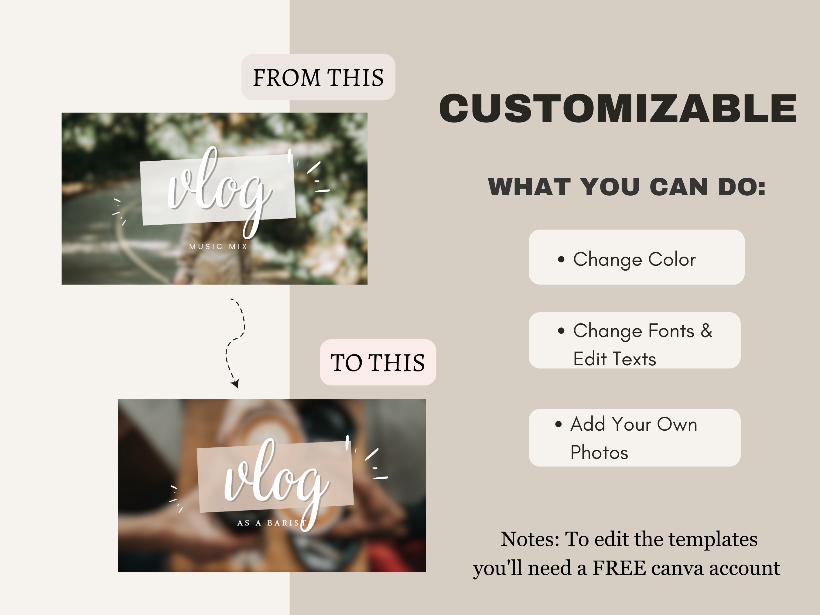 Neutral Youtube Thumbnail Templates | Custom Youtube Branding Kit ...