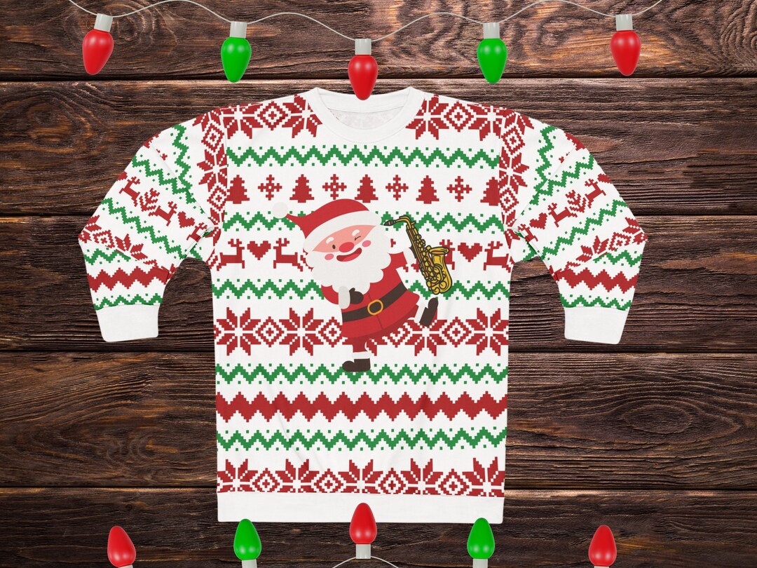 Saxophone Ugly Christmas Sweater Design, Ugly Christmas Sweatshirt for ...