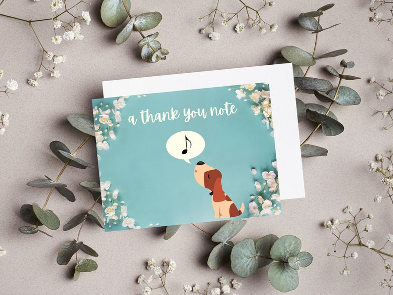 Thank You Note Cute Dog Thank You Note Musical Thank You - Etsy