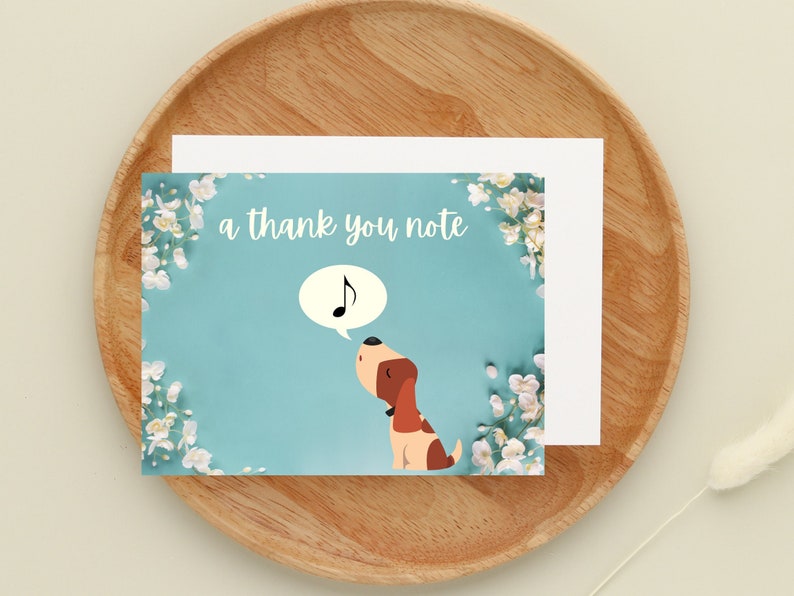 Thank You Note Cute Dog Thank You Note Musical Thank You - Etsy