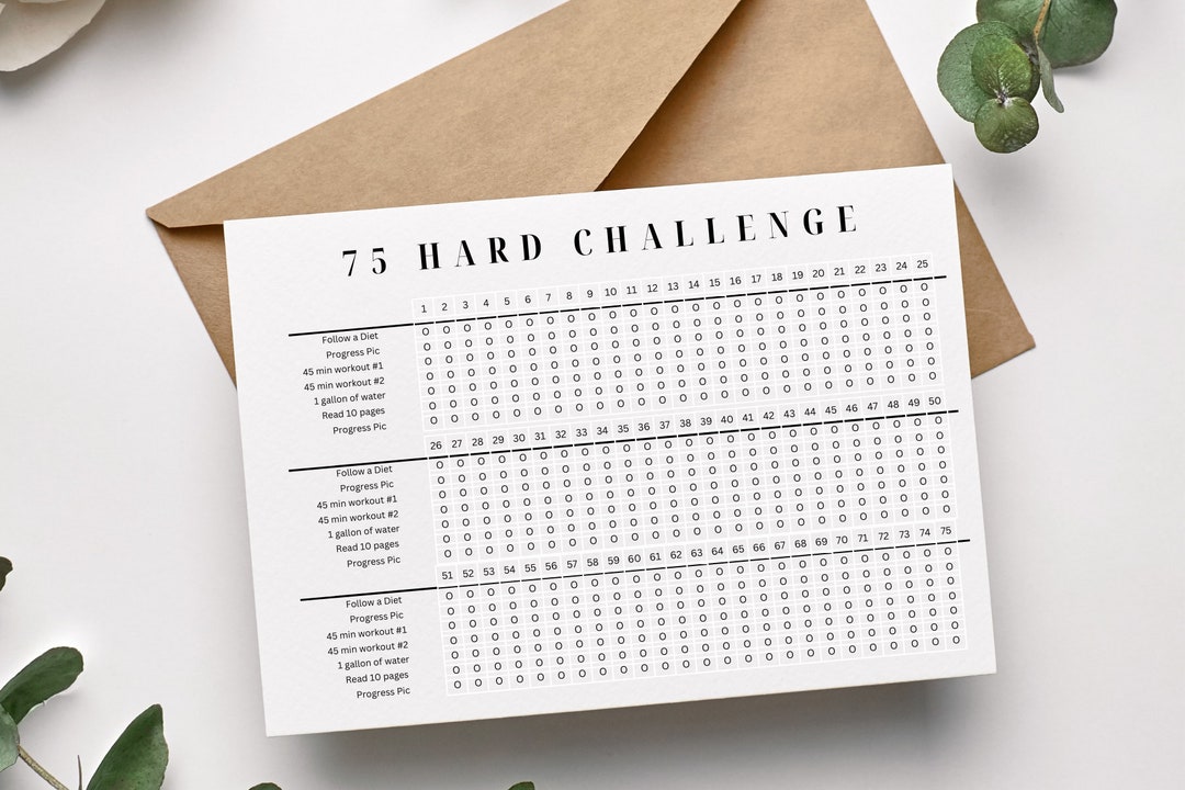 75 Day Hard Fitness Challenge Tracker Printable PDF - Etsy