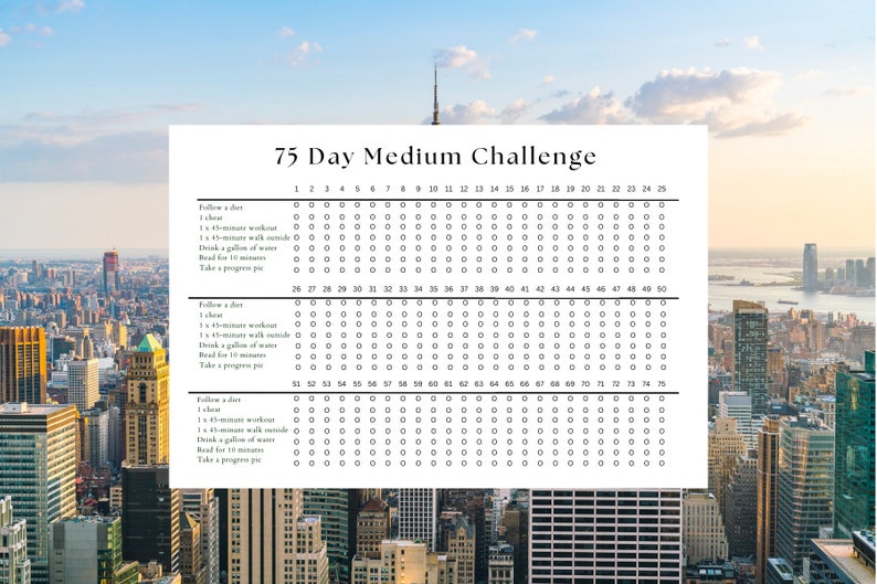 75 Medium Challenge - Printable PDF - Etsy