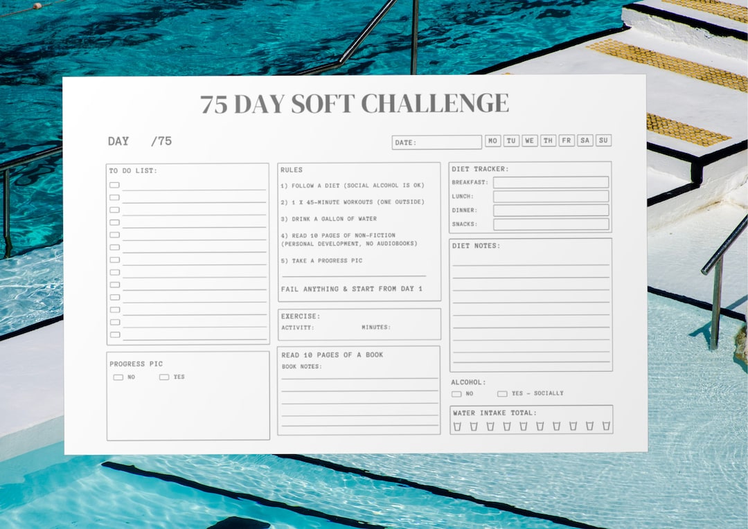 75 Soft Challenge Daily Printable Planner Landscape PDF - Etsy