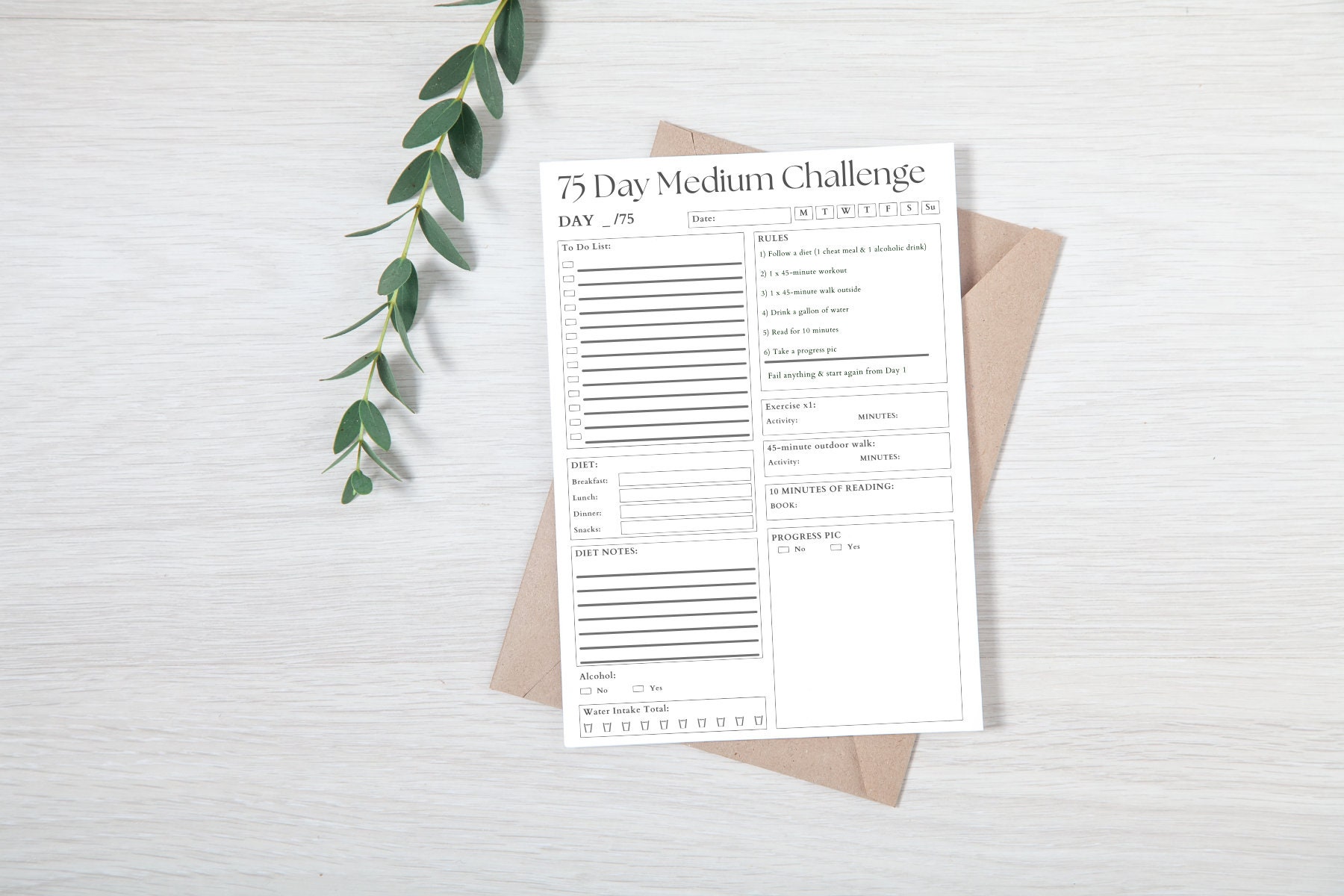 75 Day Medium Challenge | PDF Printable Day Planner - Etsy