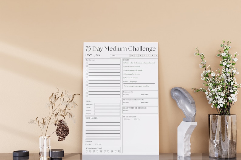75 Day Medium Challenge | PDF Printable Day Planner - Etsy