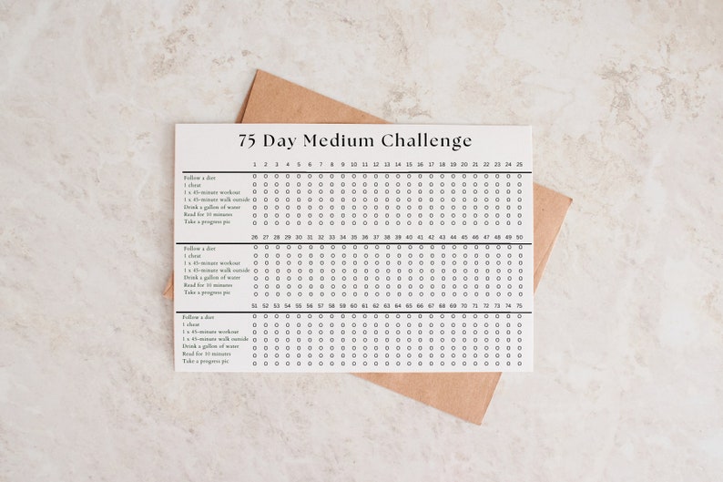 75 Medium Challenge - Printable PDF - Etsy