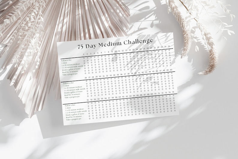 75 Medium Challenge - Printable PDF - Etsy